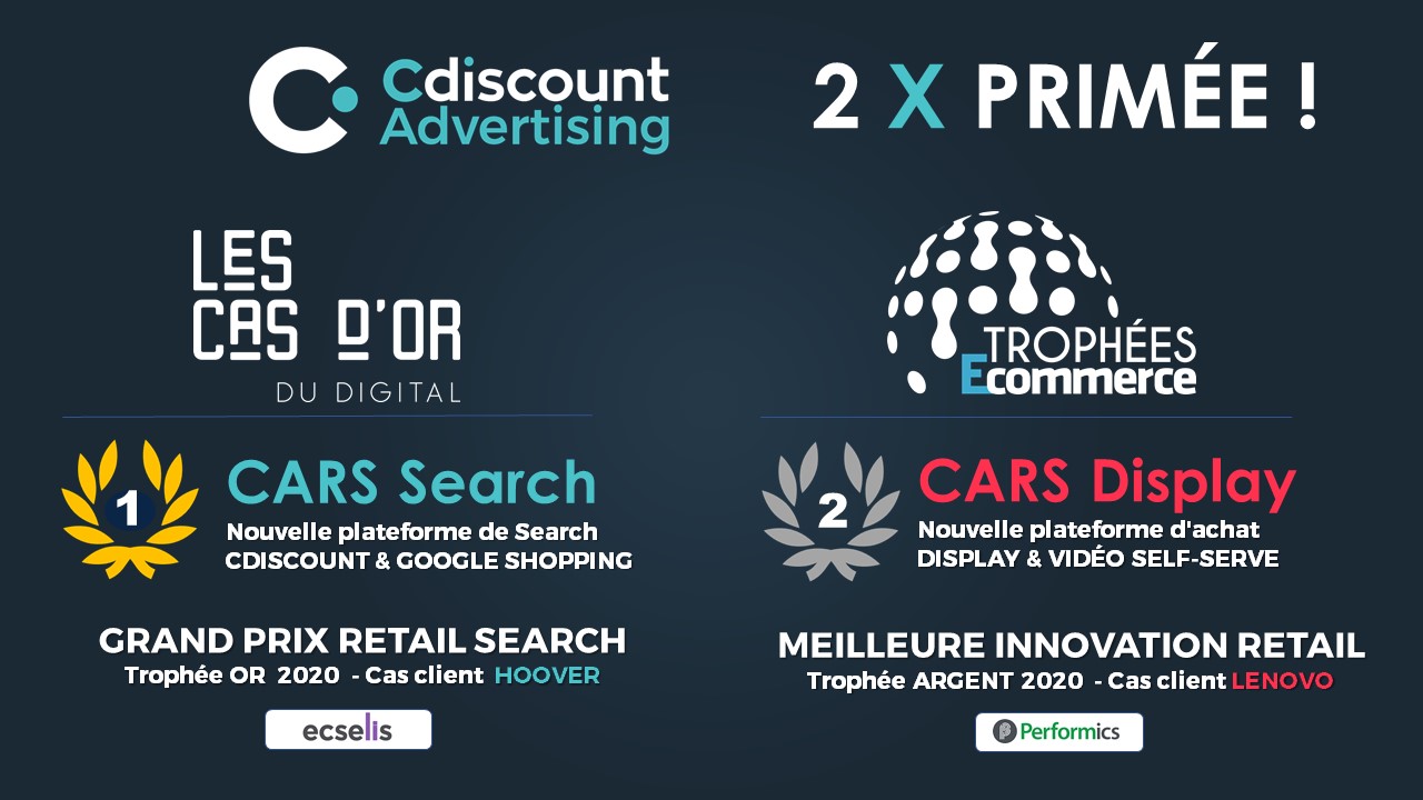 The CARS advertising activation platform wins 2 awards in 2020! - Cdiscount Advertising